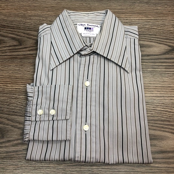 T.M.Lewin | Shirts | Tm Lewin Grey W Tan Black Stripe Shirt 55 | Poshmark